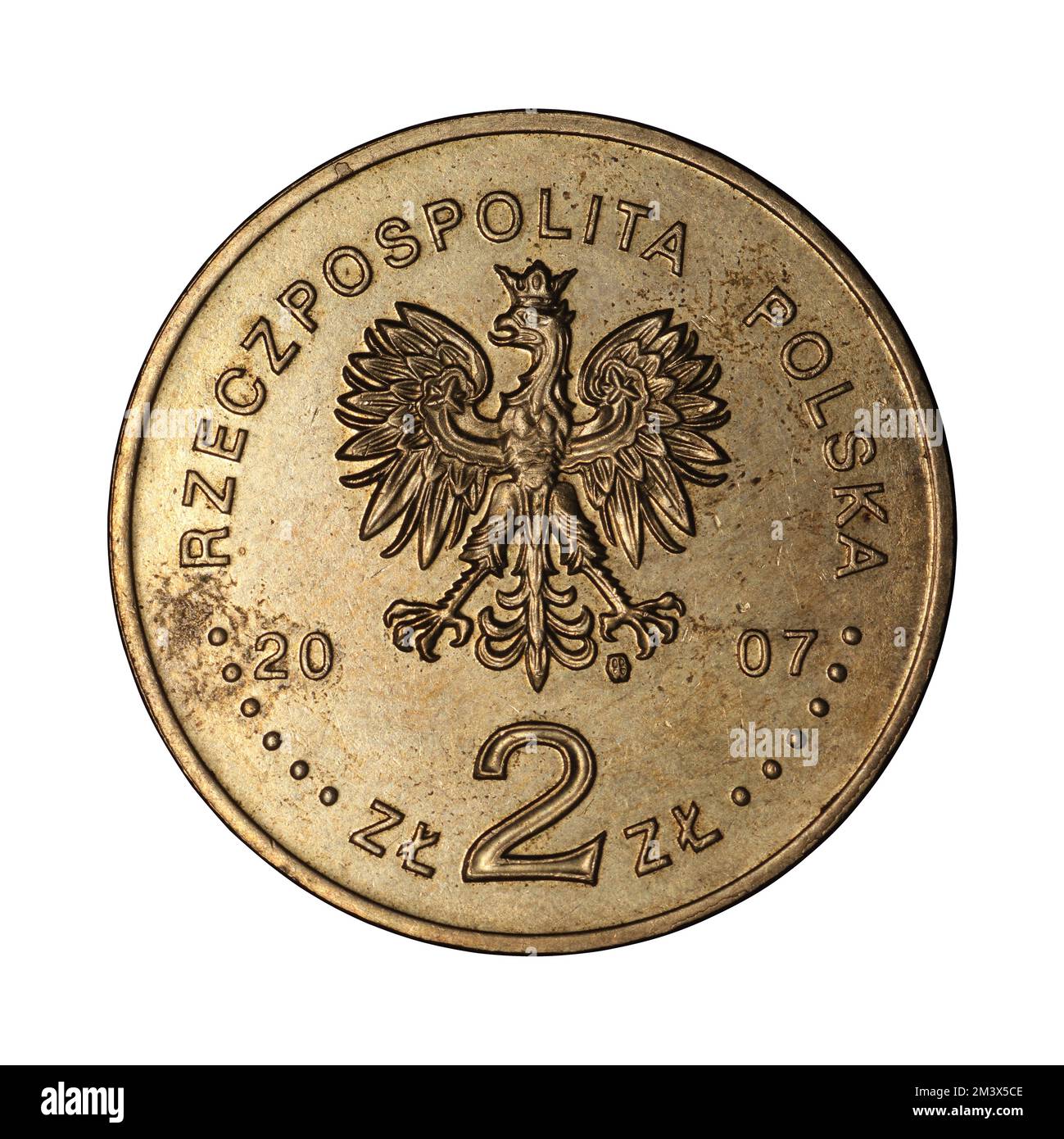 Polish commemorative coin on a white background Stock Photo - Alamy