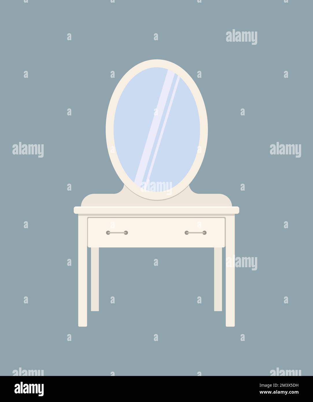Dressing table with mirror isolated on gray background Stock Vector ...