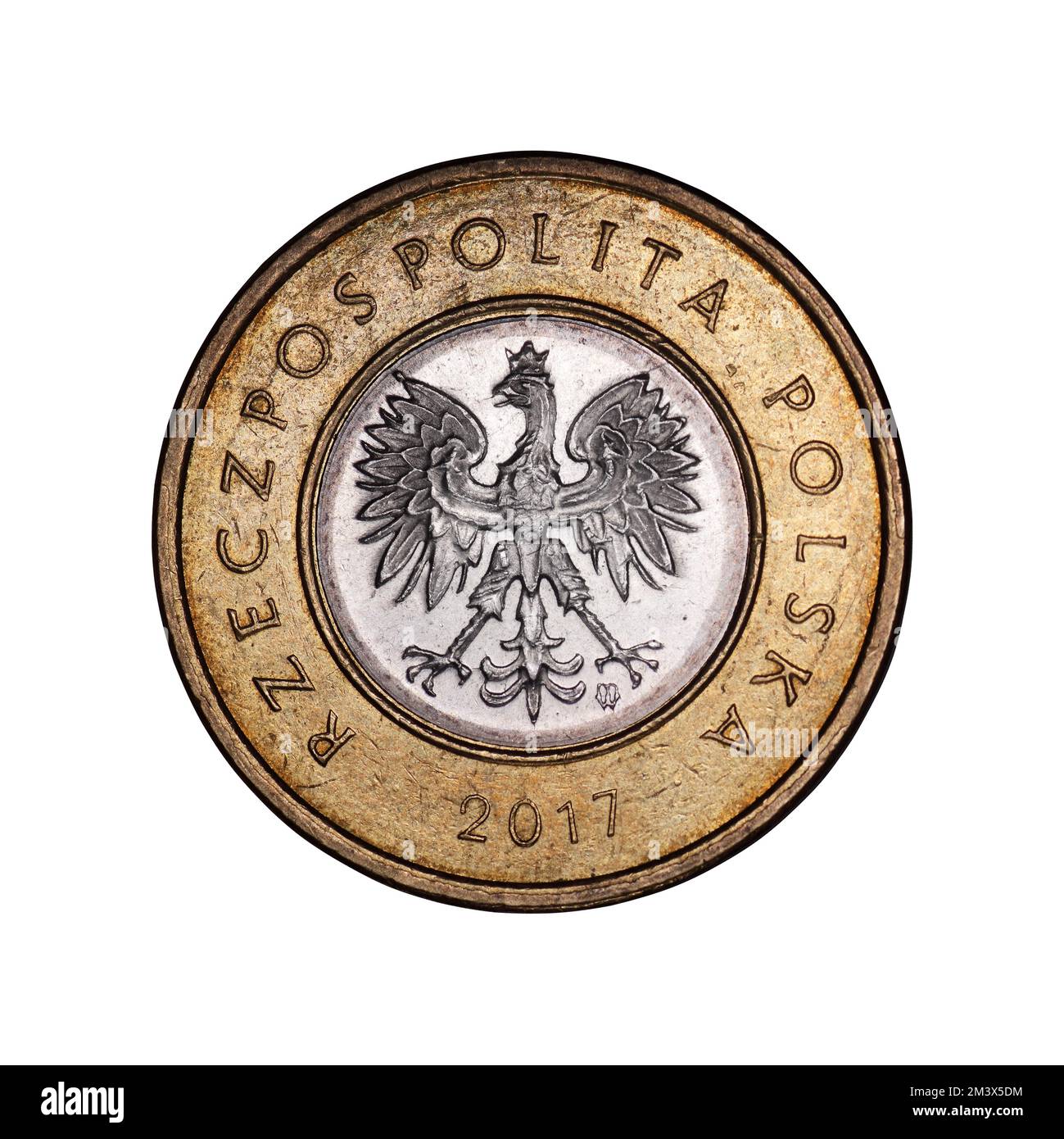 Polish two coin on a white background Stock Photo - Alamy