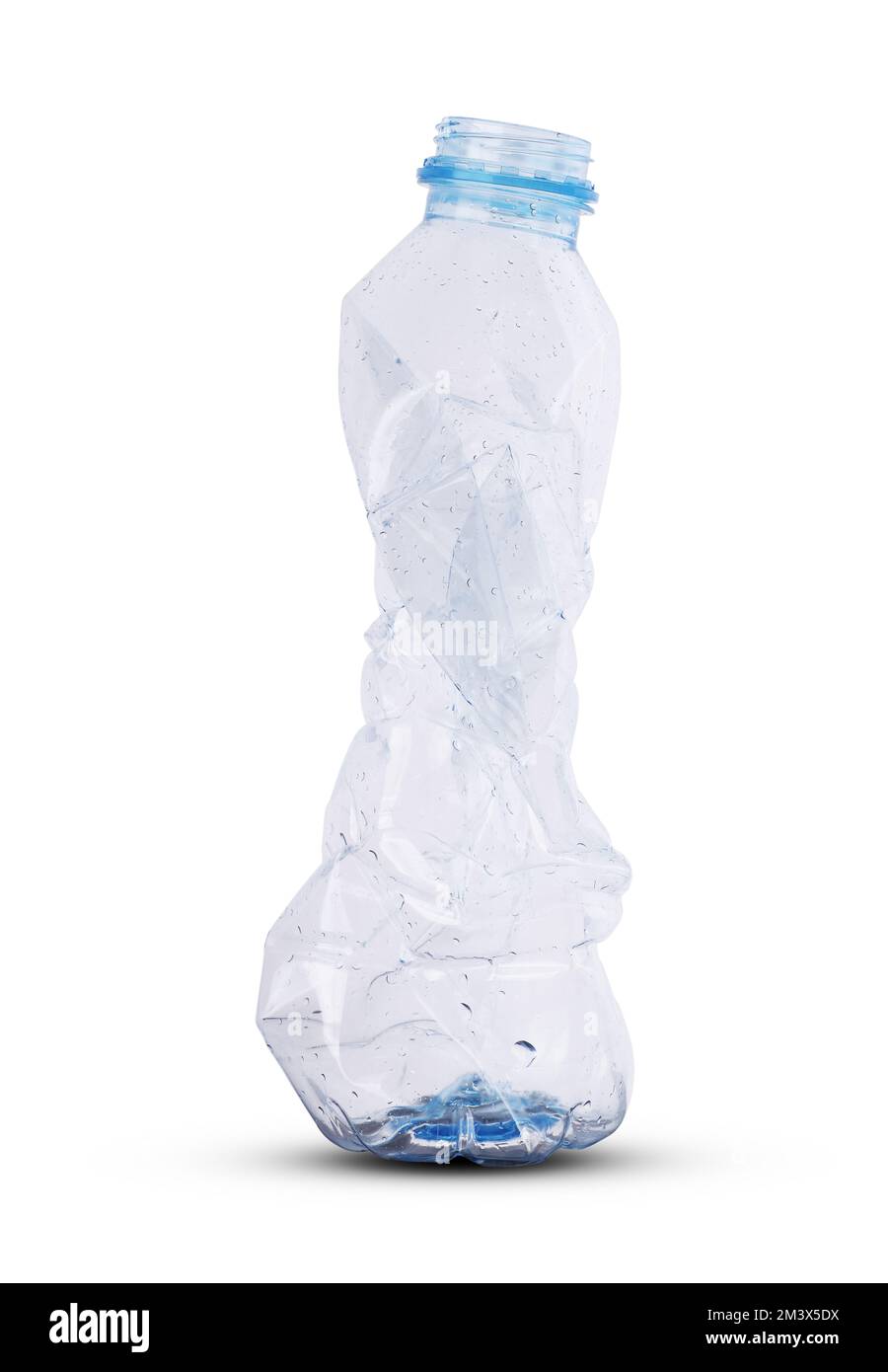 crumpled small plastic water bottle on white background Stock Photo - Alamy