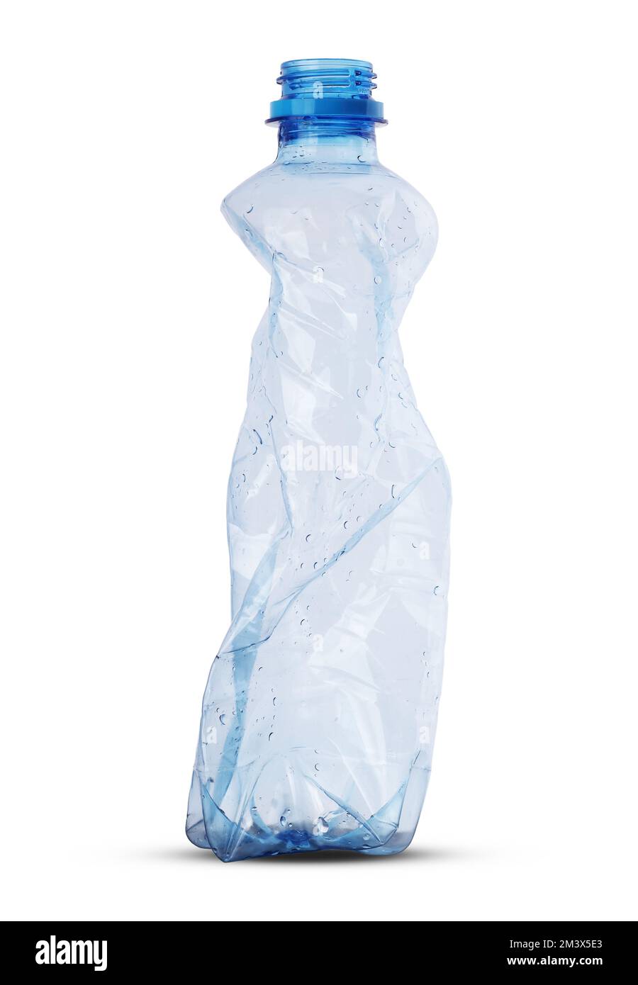 crumpled small plastic water bottle on white background Stock Photo - Alamy