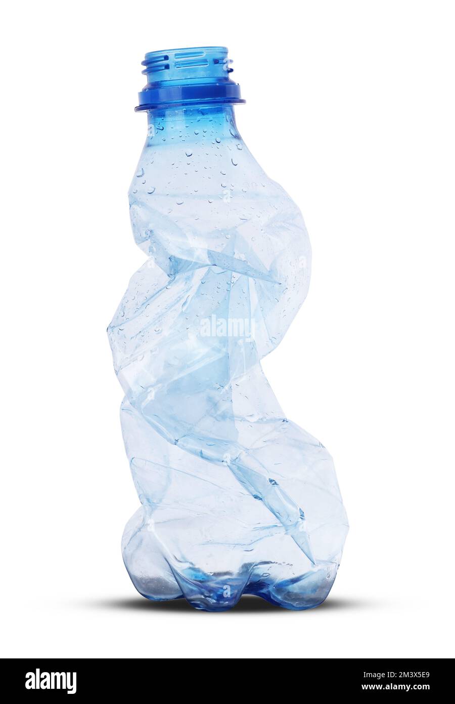 crumpled small plastic water bottle on white background Stock Photo - Alamy