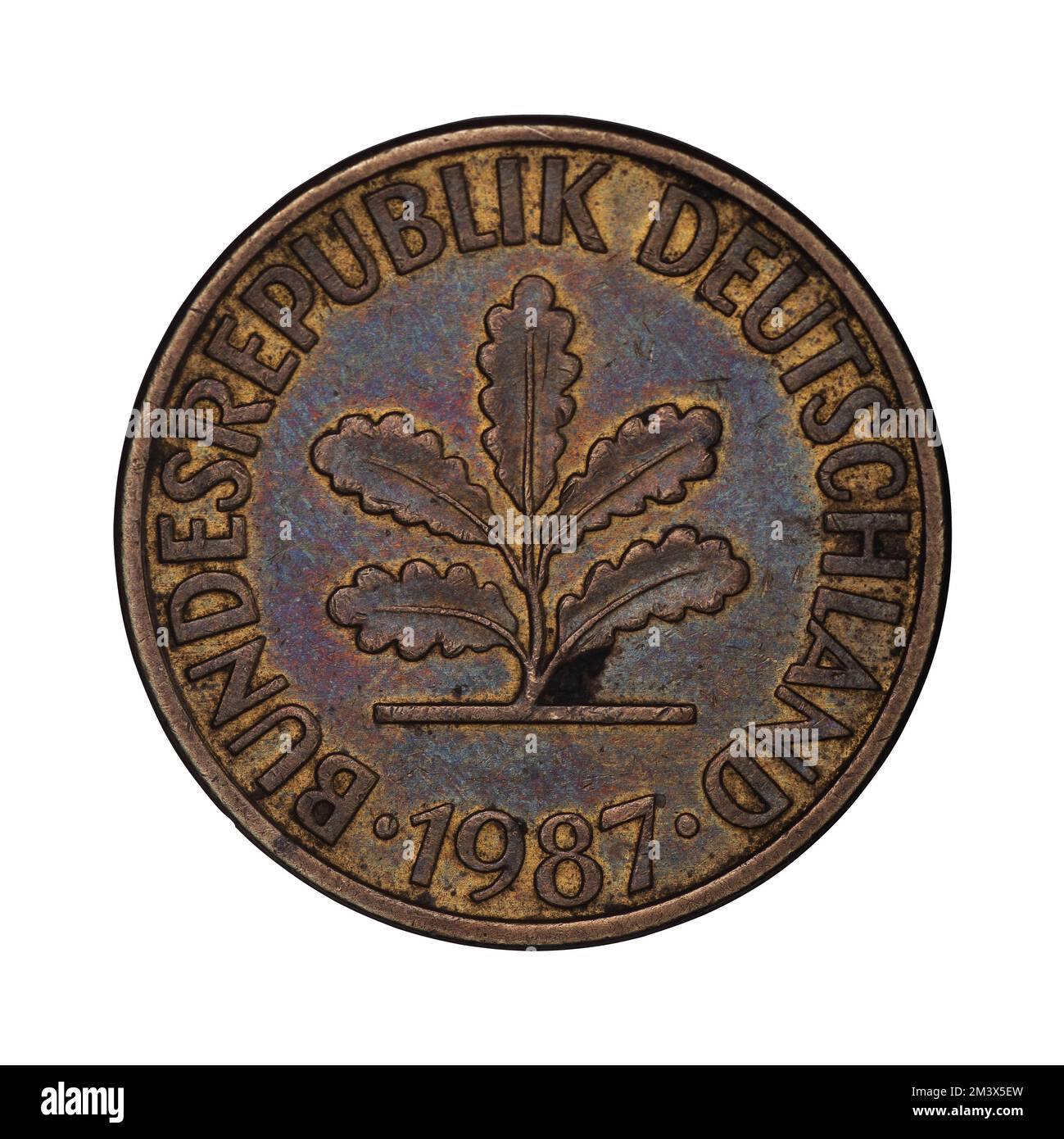 German 10 pfennig coin on a white background Stock Photo - Alamy