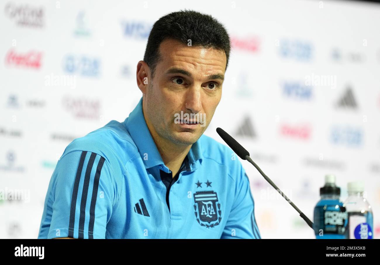 Argentina manager Lionel Scaloni during a press conference at the Main ...