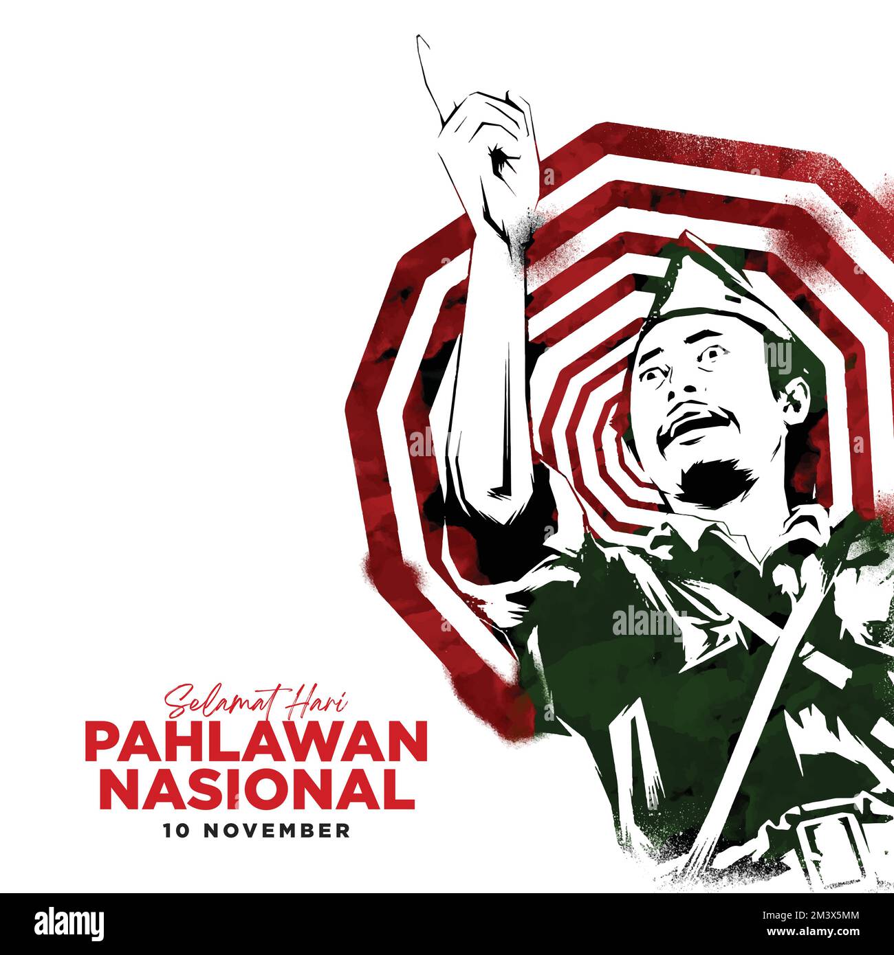 A vector with a patriotic soldier and the text Selamat Hari Pahlawan ...