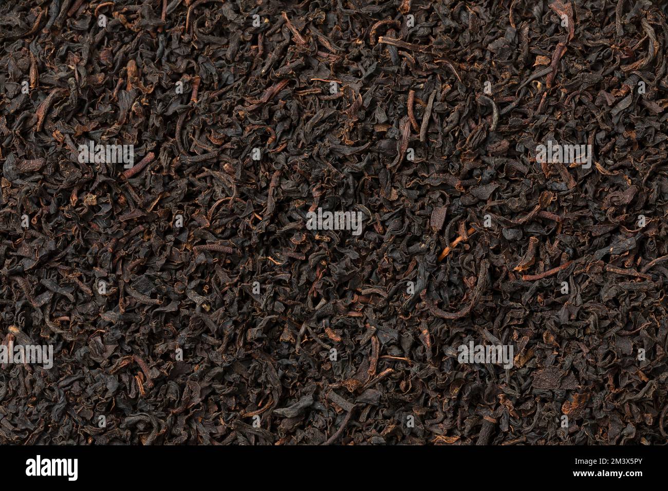 Uva Highlands dried tea leaves, Ceylon Pekoe, from Uva full frame close ...