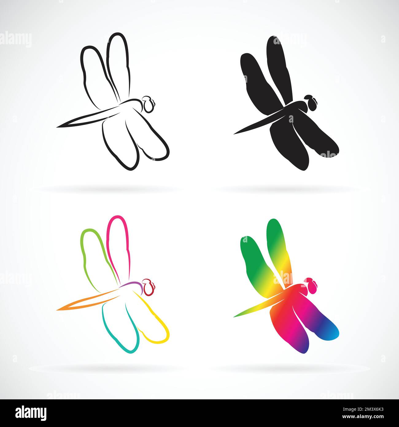 Vector group of dragonfly on white background. Easy editable layered ...