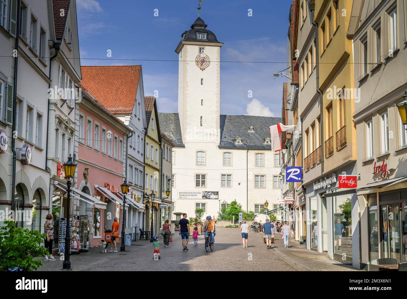 Fußgängerzone Burgstraße, Deutschordensschloss, Residenzschloss, Bad Mergentheim, Baden ...