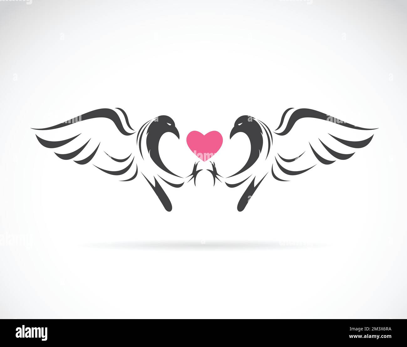 Vector image of an eagle and heart on white background. Easy editable ...