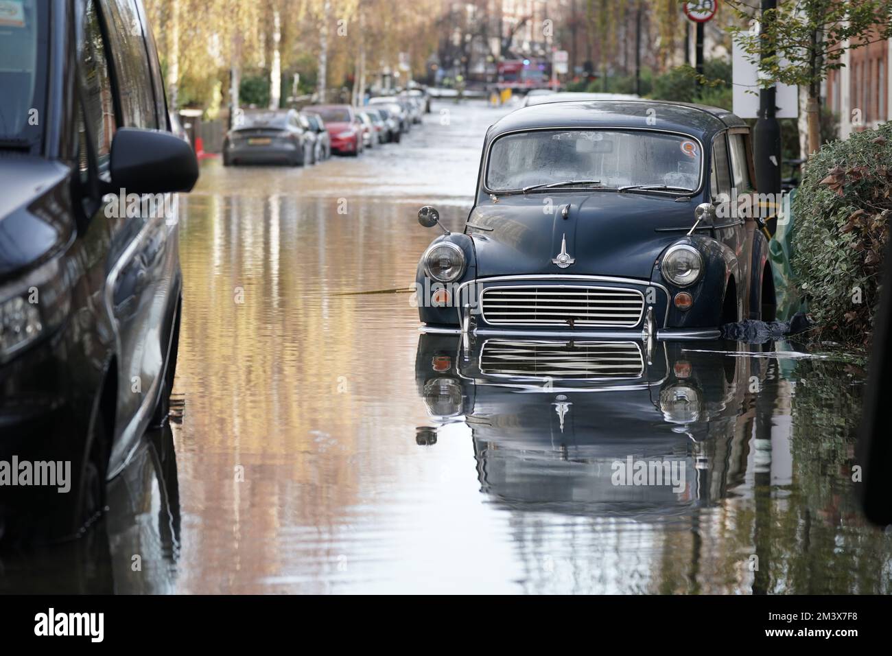 Belsize Road in Camden after a burst water main flooded the London ...