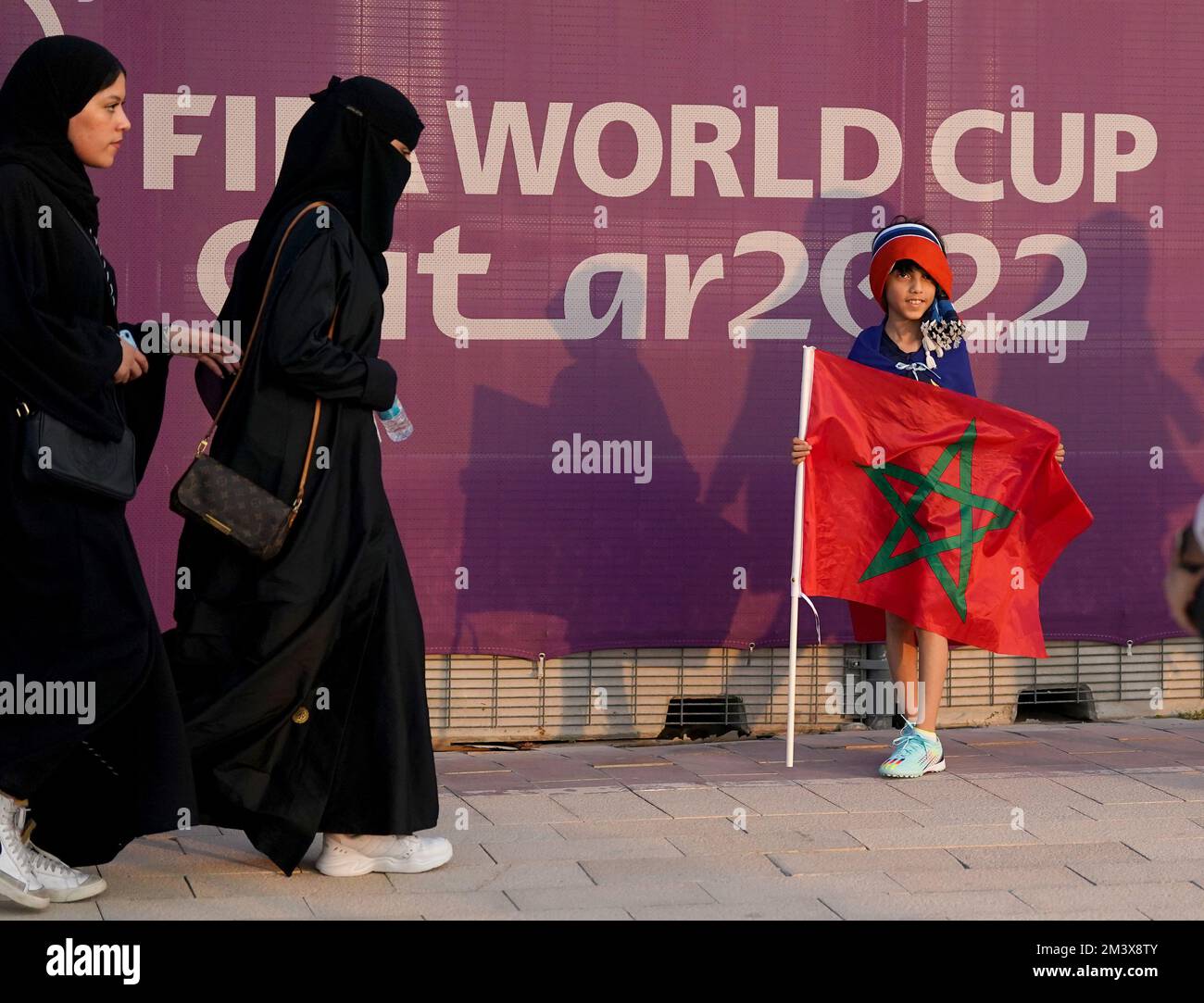 Morocco fans outside the ground ahead of the FIFA World Cup third place ...