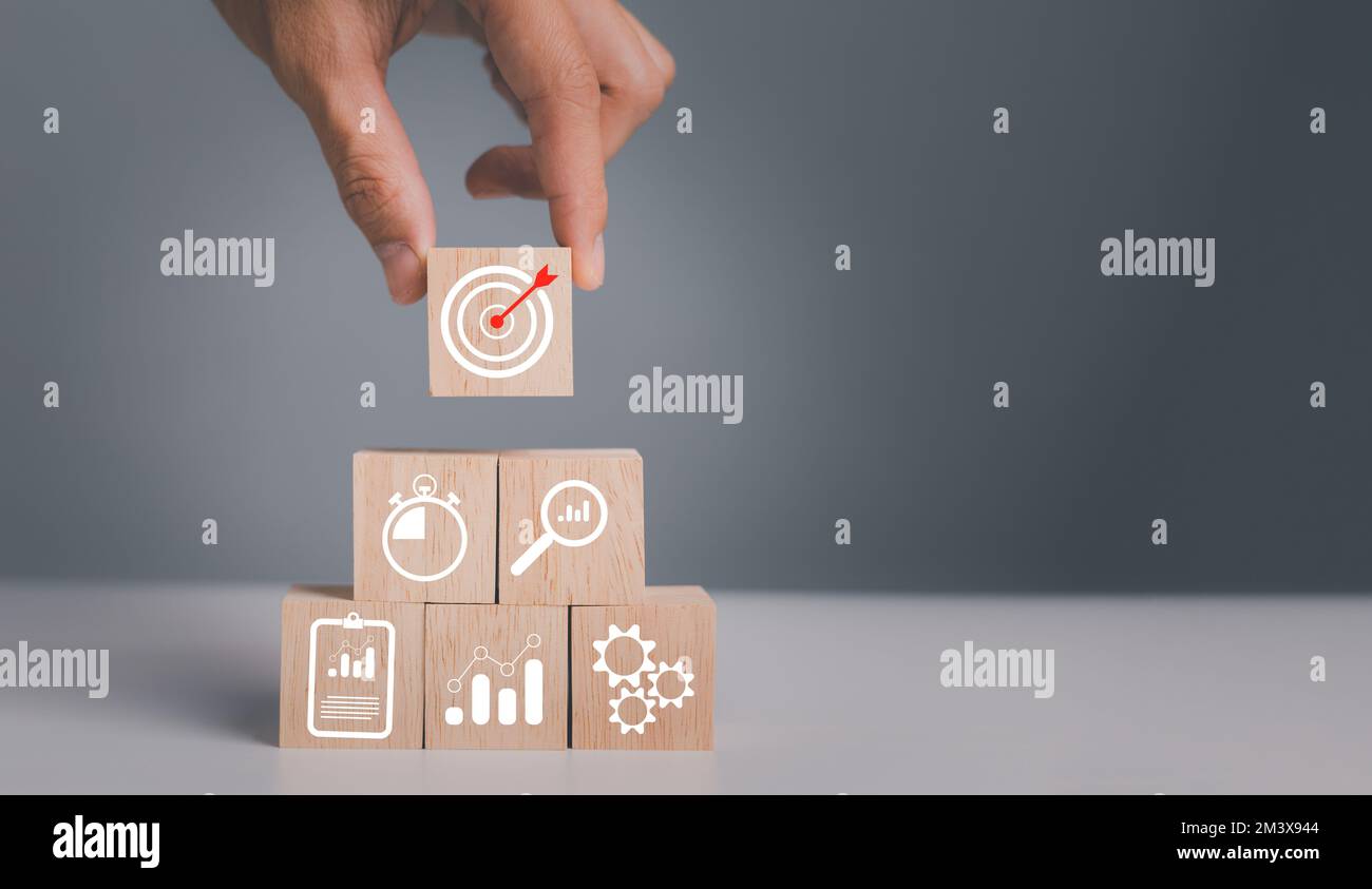 business strategy, Action plan, Goal and target, hand stack woods block ... business strategy, Action plan, Goal and target, hand stack woods block ...