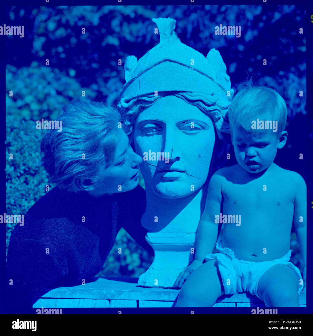 Pat Lambert with son and statue, Toni Frissell, Antoinette Frissell ...