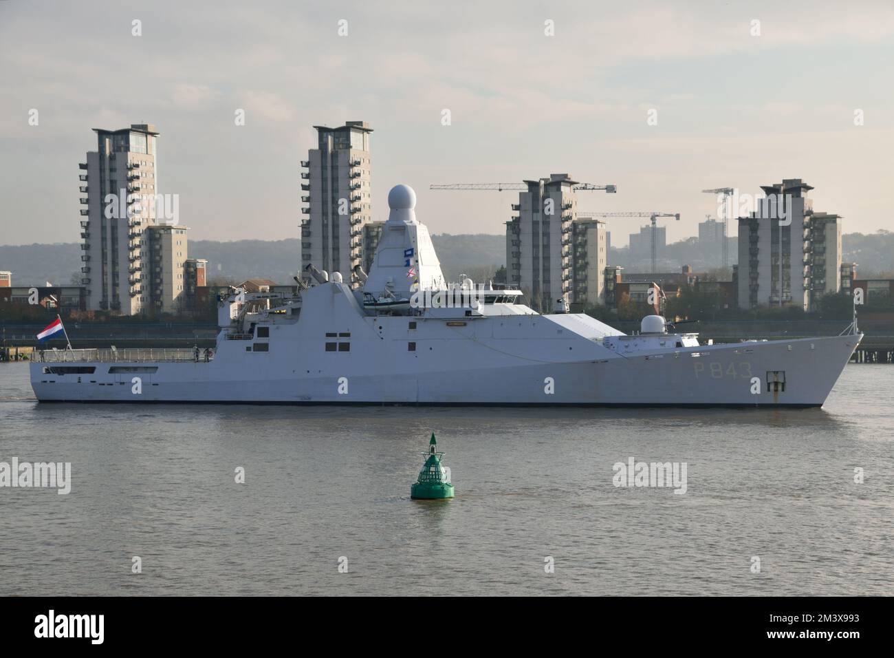 Dutch Navy warship HNLMS Groningen on River Thames in London Stock ...