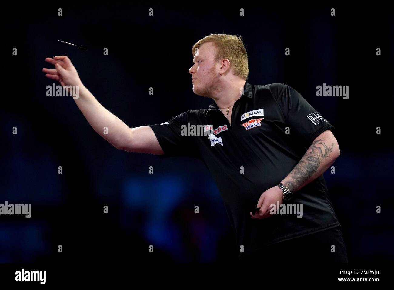 Adam Gawlas during his match against Richie Burnett during day three of ...