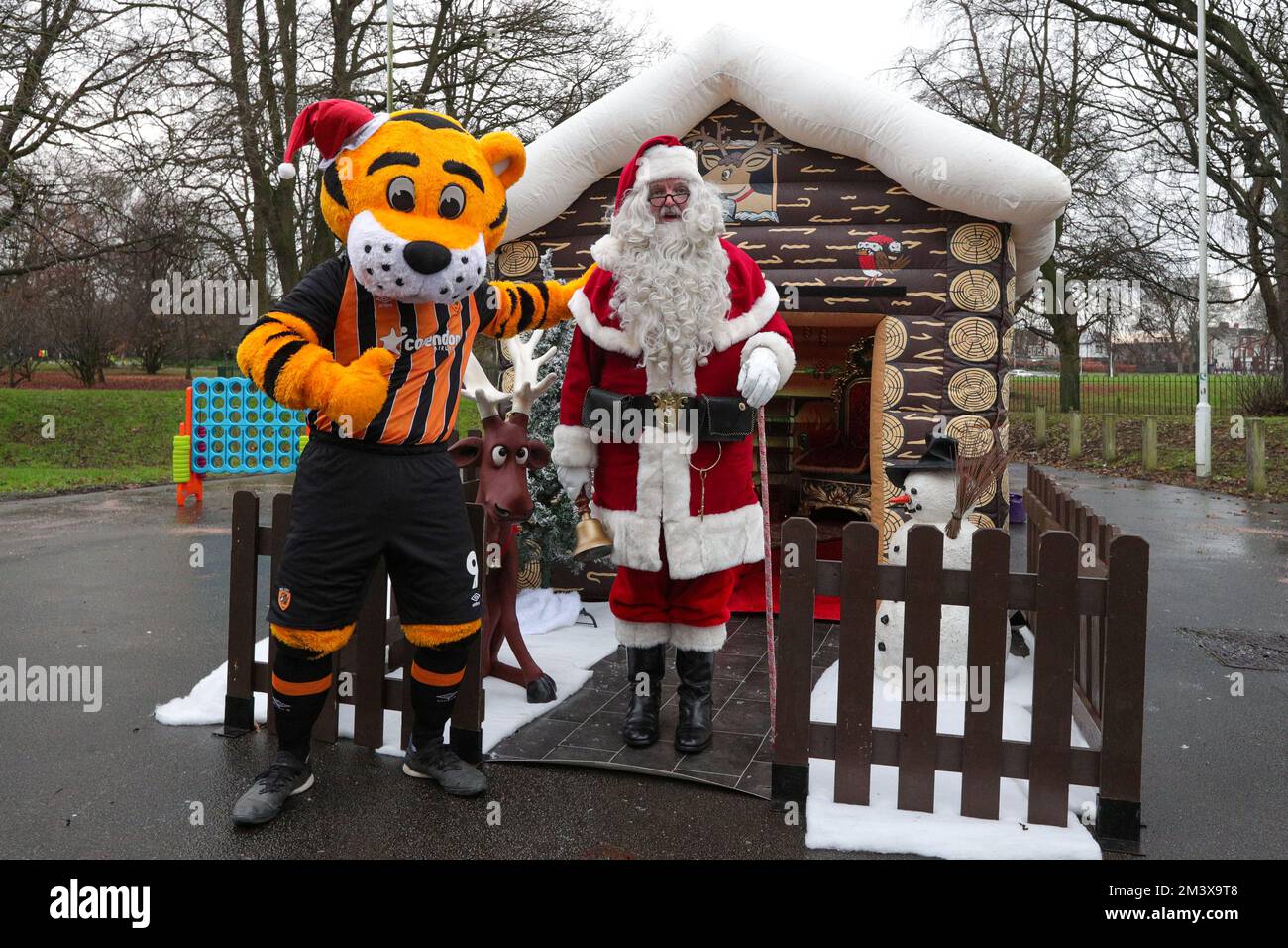 Roary, the Hull City mascot poses for a picture with Santa outside The ...