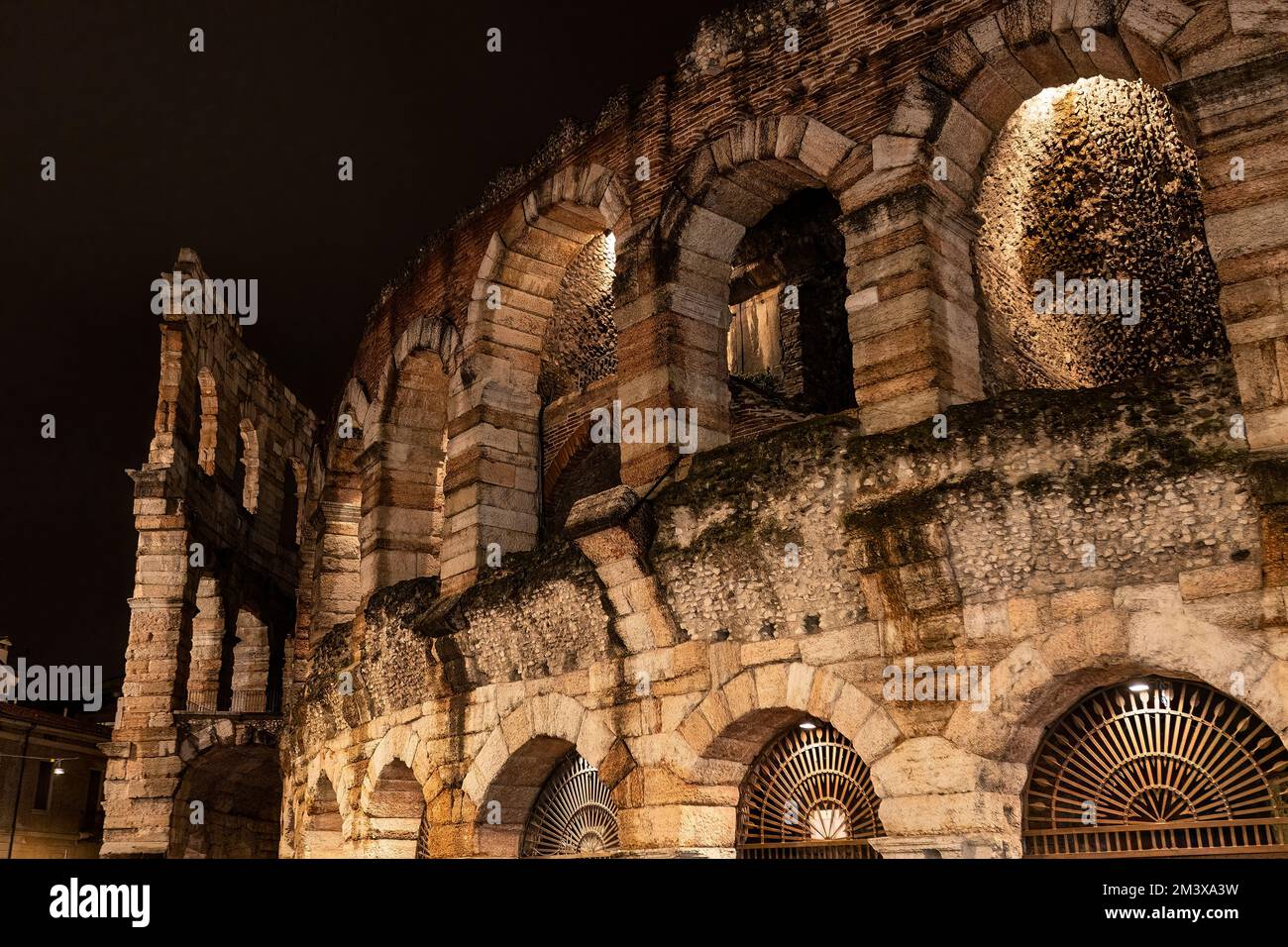Arena in Verona at night. Verona amphitheater at night. The Verona ...