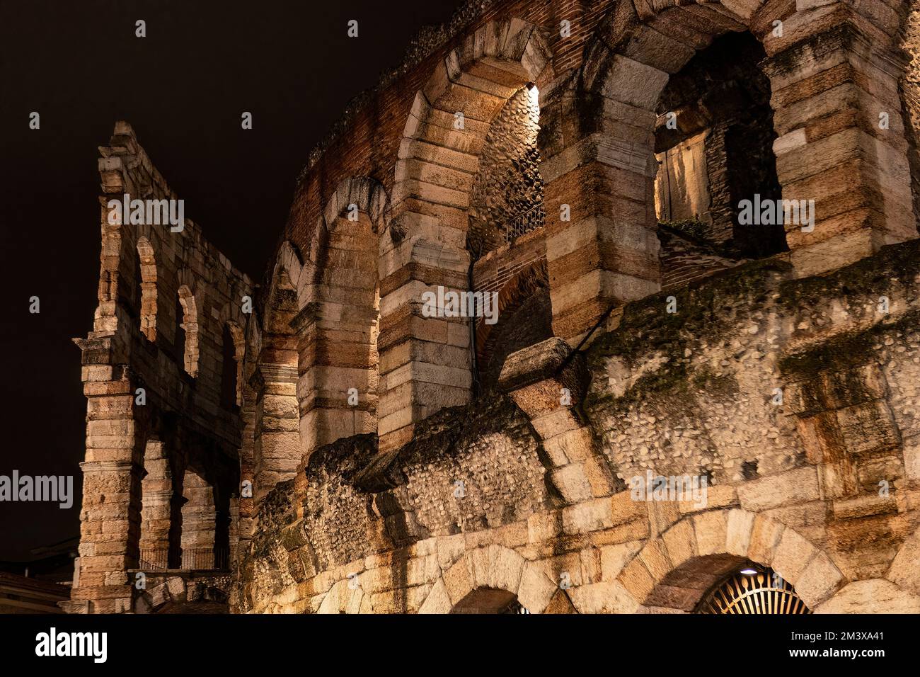 Arena in Verona at night. Verona amphitheater at night. The Verona ...