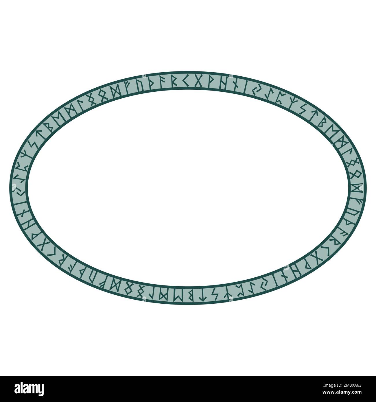 Viking, Scandinavian design. Circle with runic symbols drawn in vintage ...