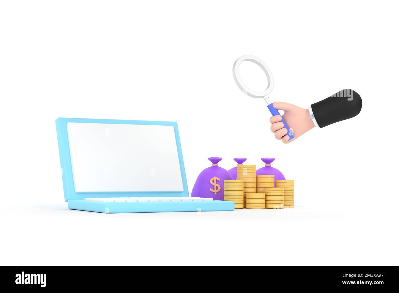Cartoon computer holding money Cut Out Stock Images & Pictures - Alamy
