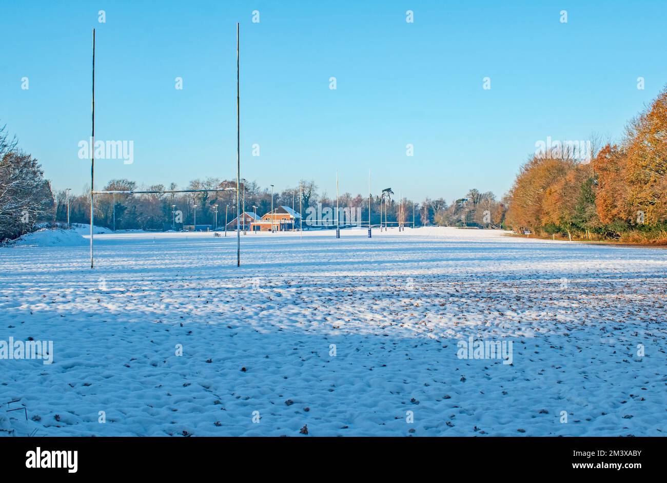 Football pitch with snow hi-res stock photography and images - Alamy