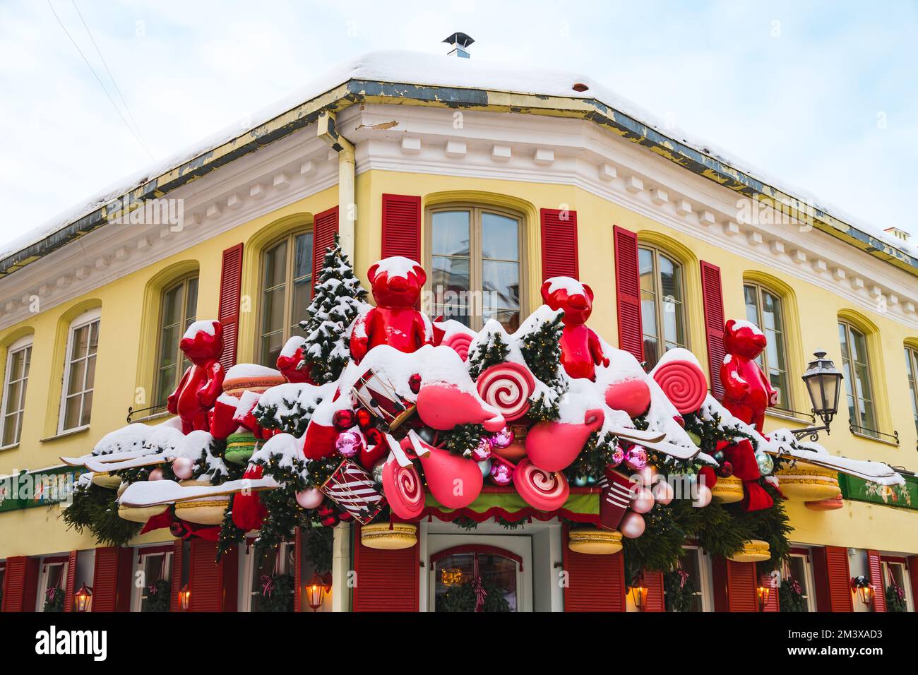 Vilnius, Lithuania - December 15, 2022: Christmas in Vilnius. Beautiful decorated pastry and ...