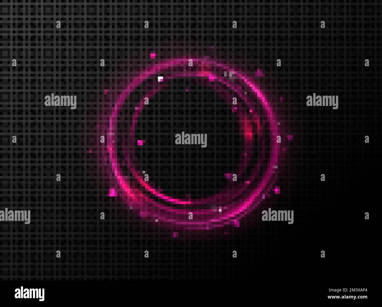 Purple round frame, light effect circle with sparks and hearts. Love ...