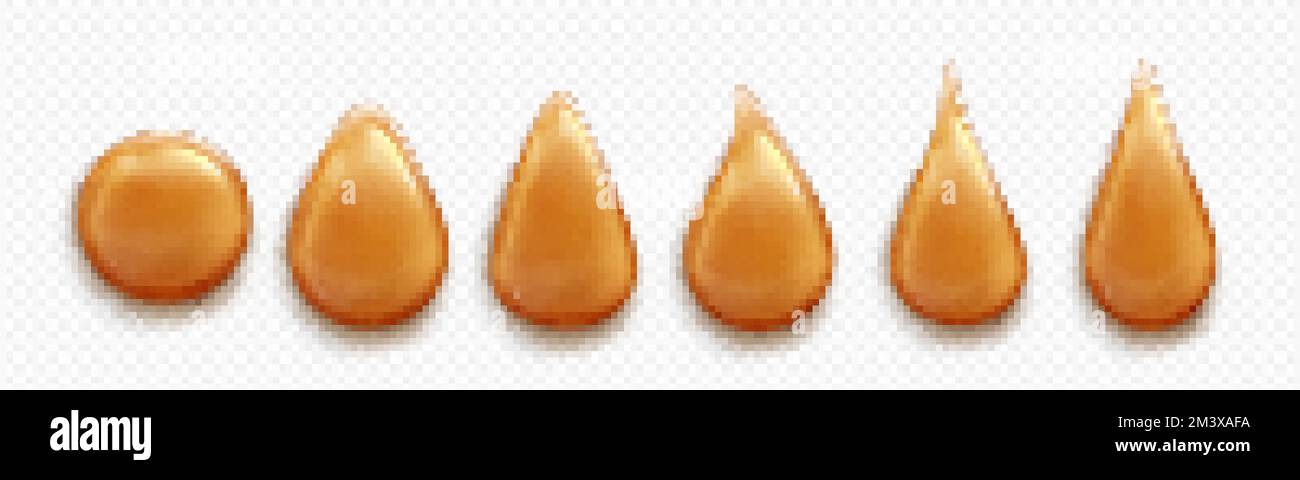 Caramel drops, toffee, sugar caramelization, sweet sauce drips of ...