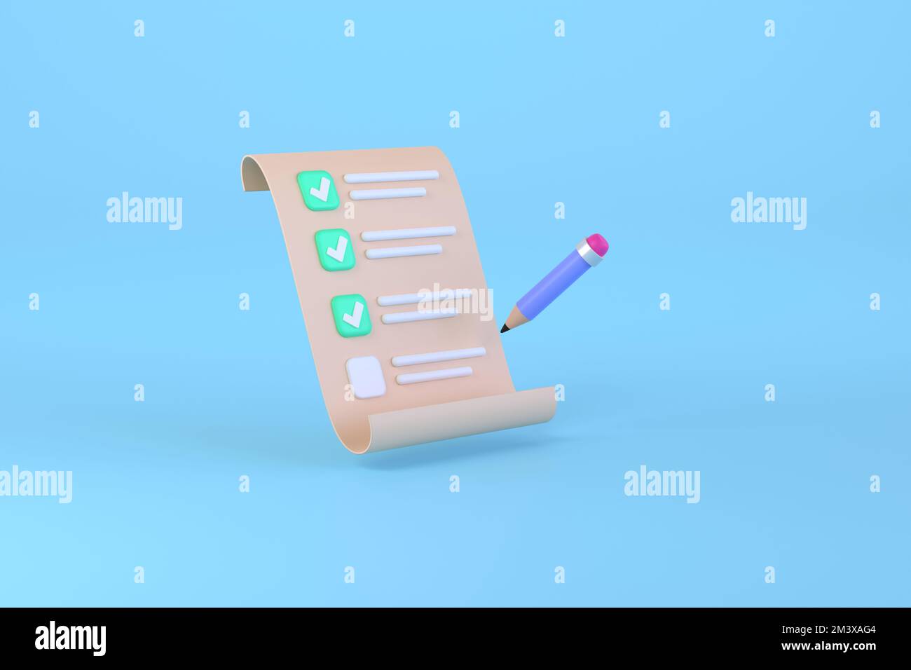 3D. Document task management todo check list, work project plan concept ...