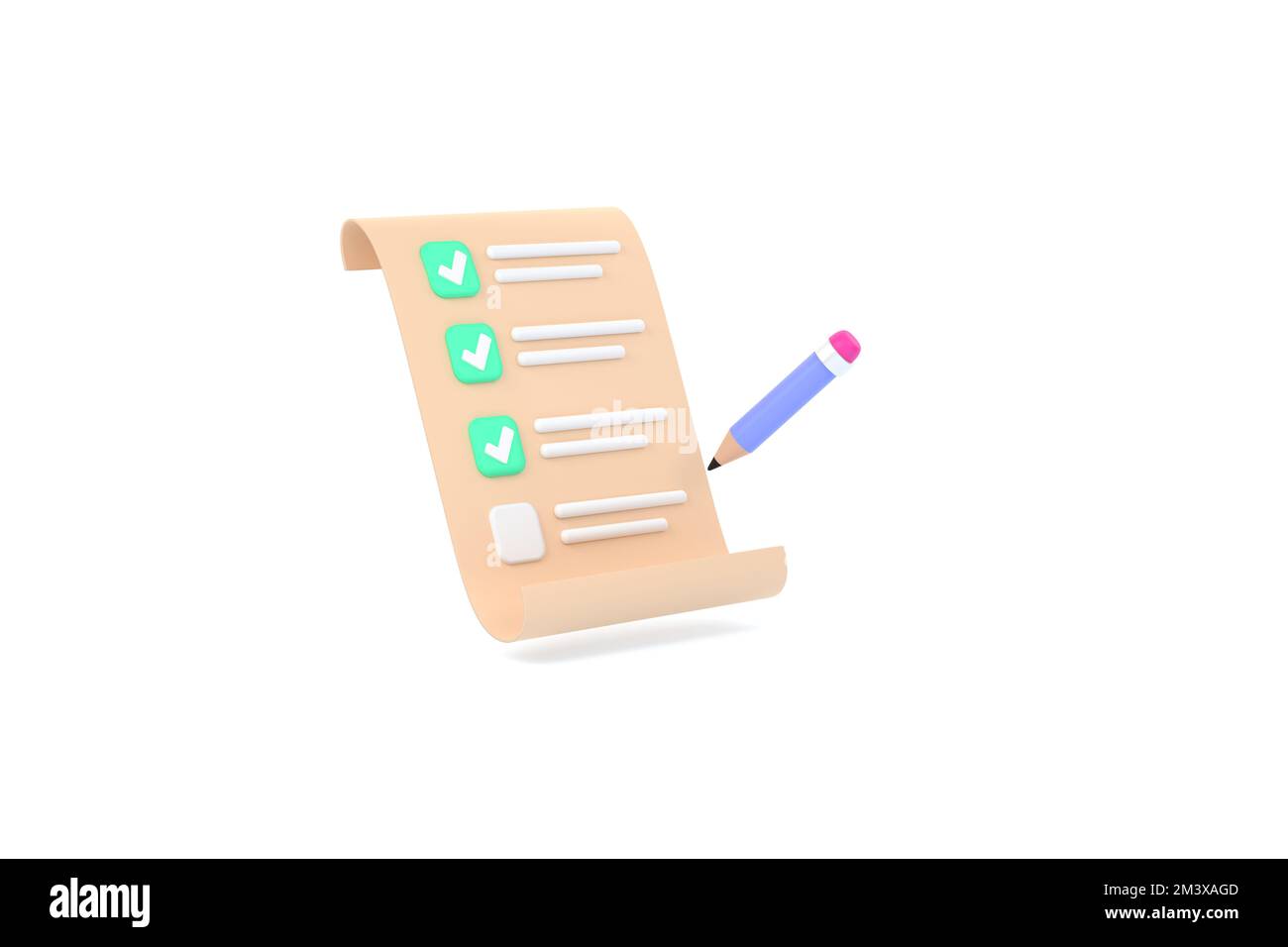 3D. Document task management todo check list, work project plan concept ...
