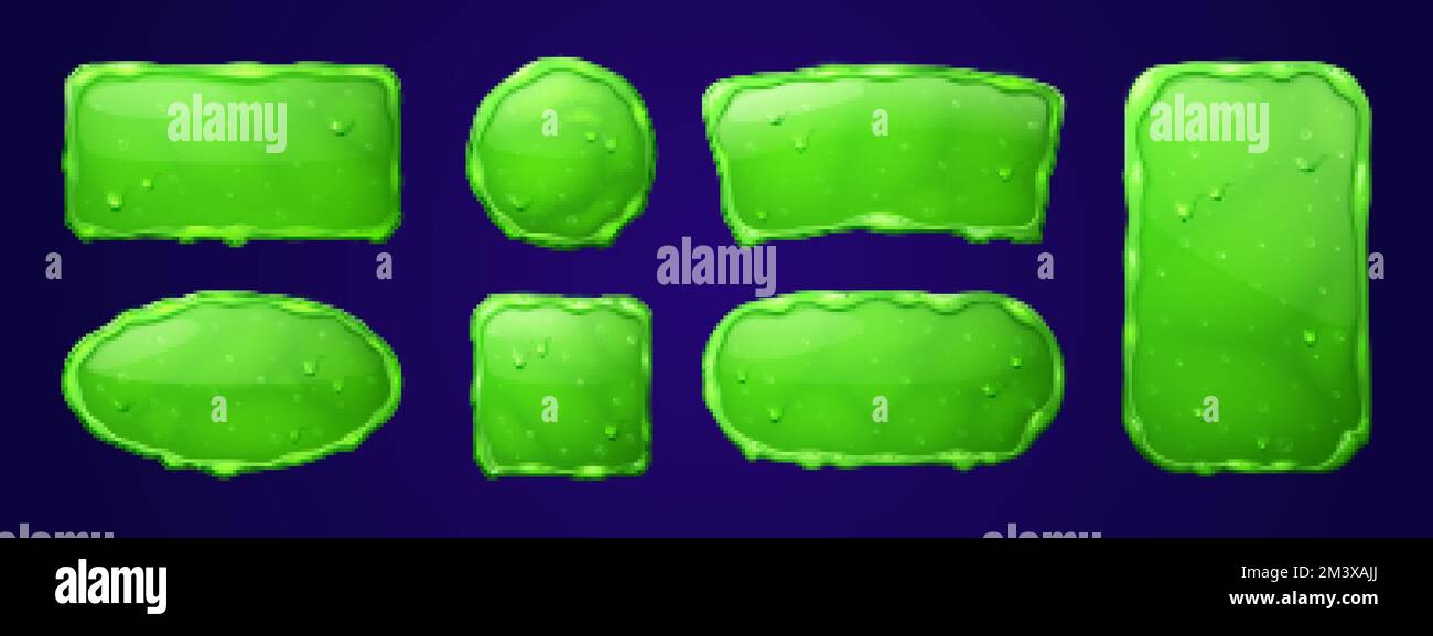 Set of sticky slime frames isolated on background. Cartoon vector ...