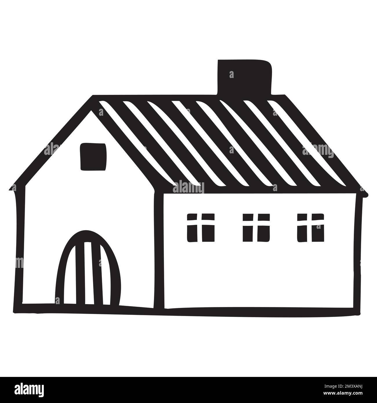 Cute house blockprint vector illustration. Cottage building icon Stock ...