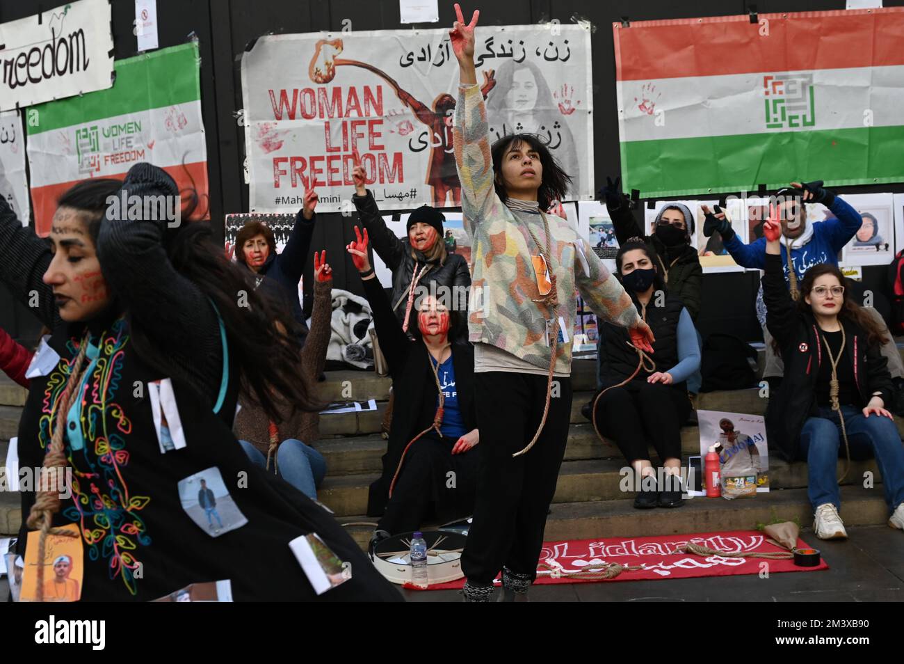 London, UK. 17th December 2022. Women’s protest dance in support of ...