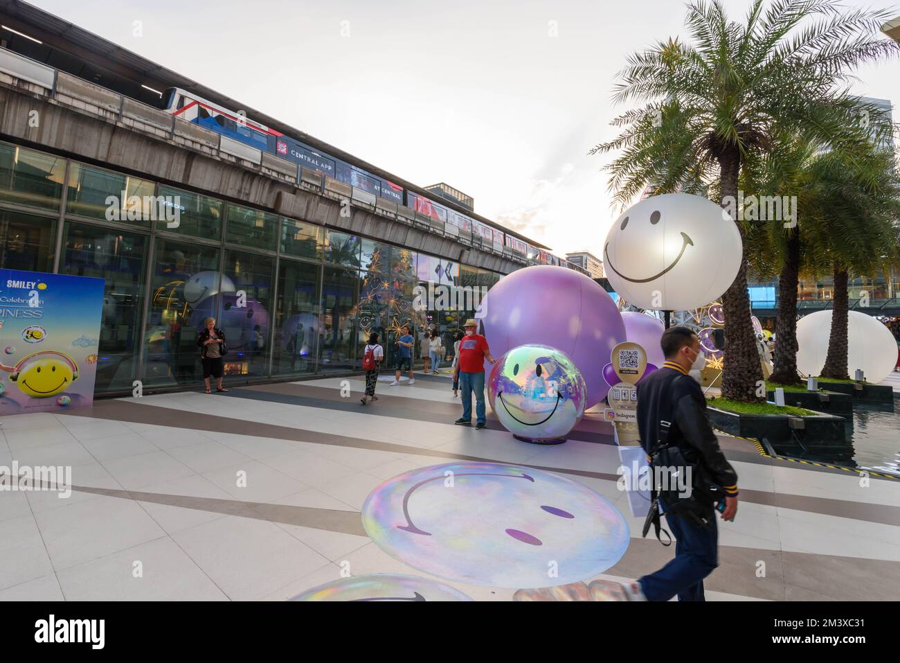 Bangkok,Thailand - DEC 15, 2022 : smiley ball decorate at front of Siam ...