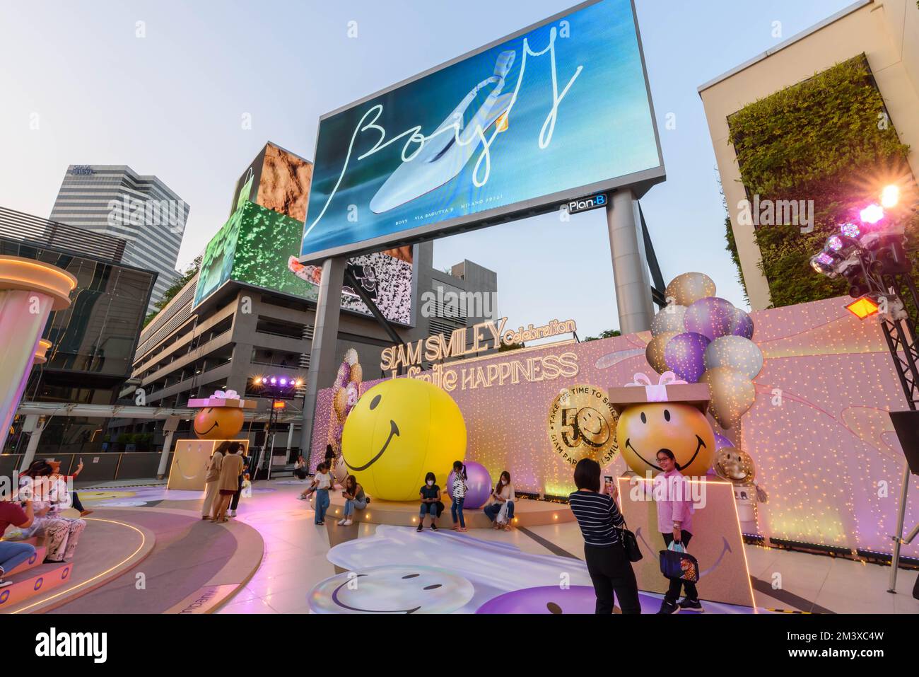 Bangkok,Thailand - DEC 15, 2022 : smiley ball decorate at front of Siam ...