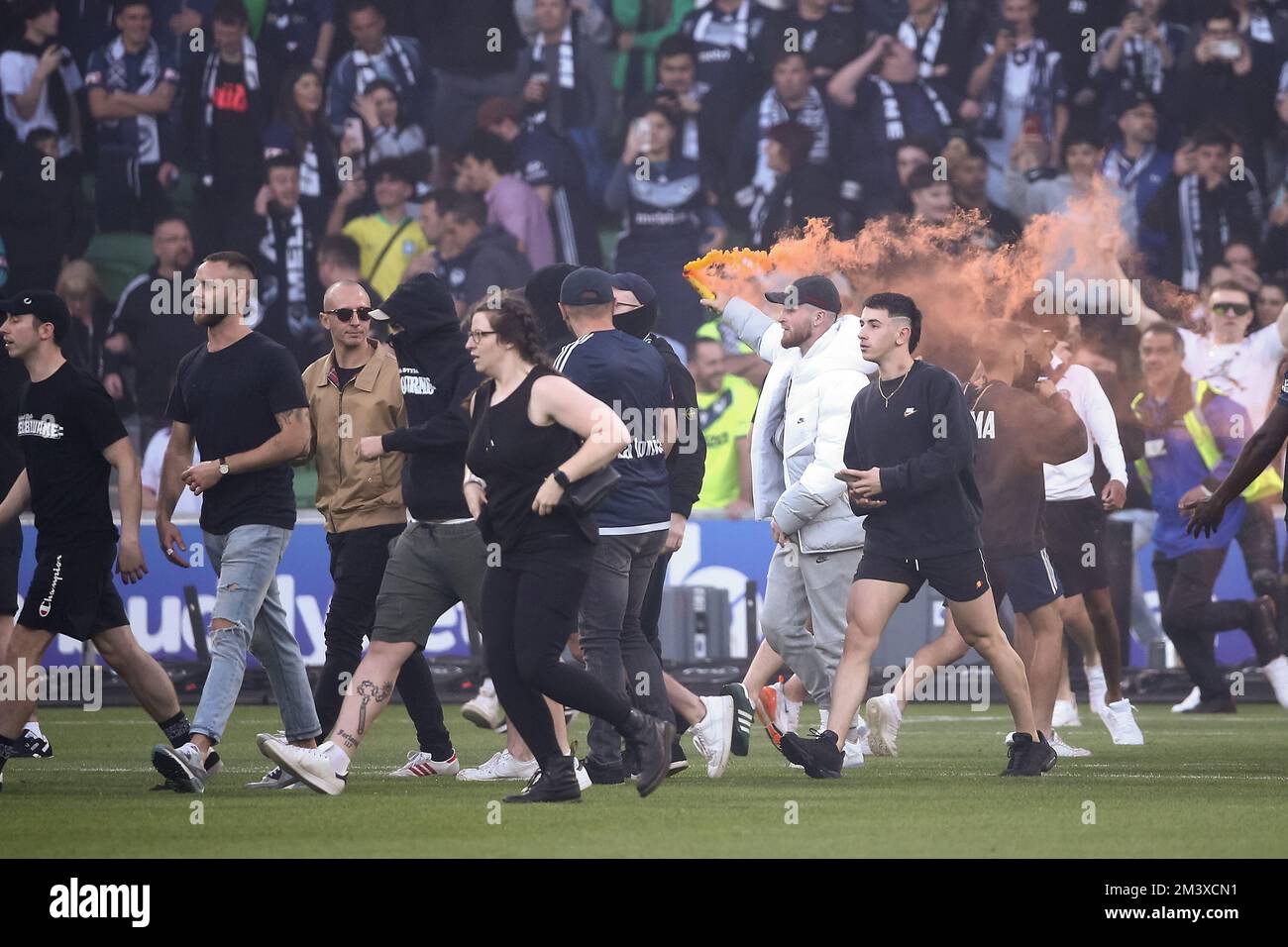 Melbourne, Australia, 17 December, 2022. Melbourne Victory fans are ...