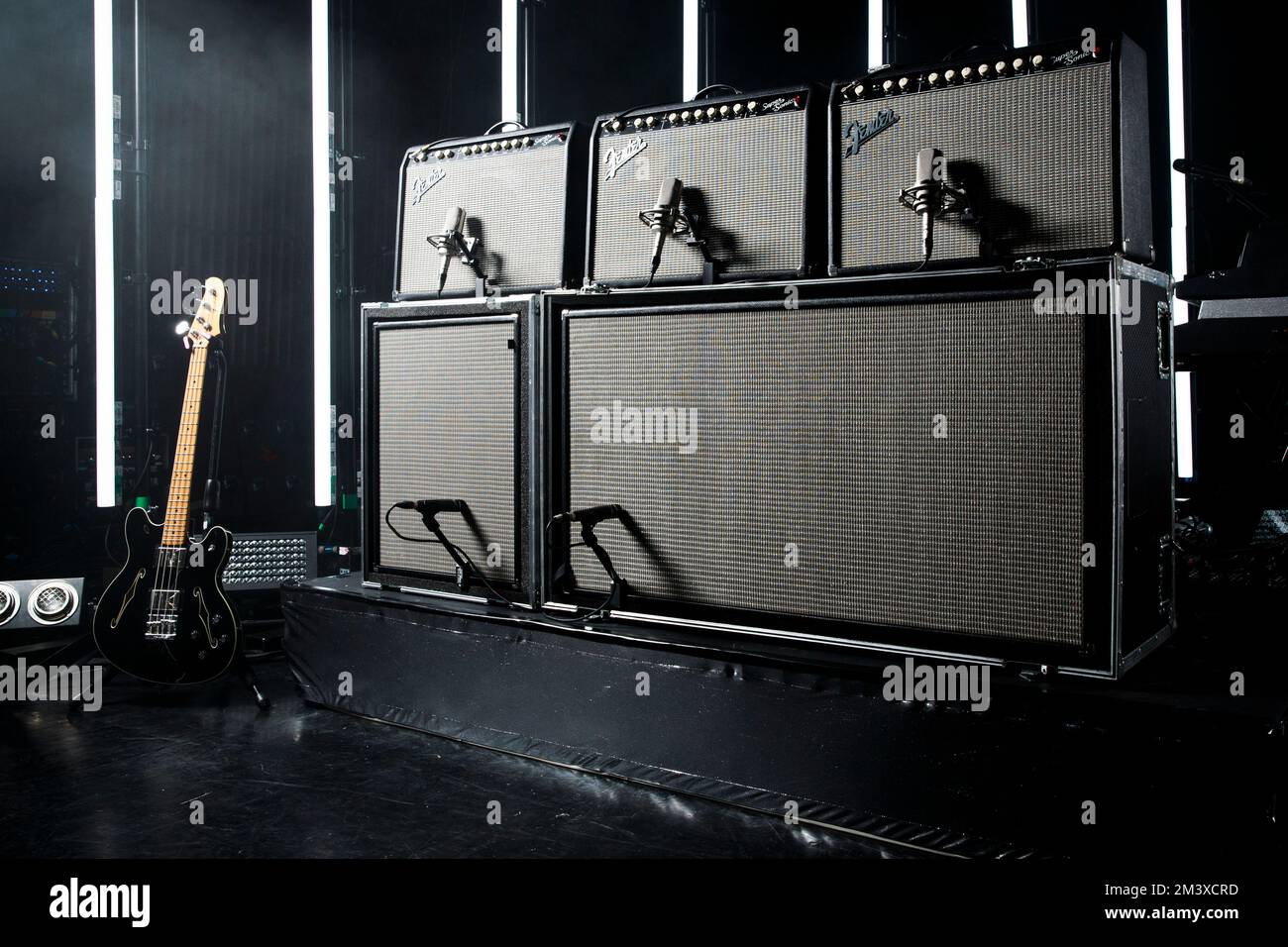 Fender Super Sonic bass guitar amplifiers used by Mike Kerr of Royal ...
