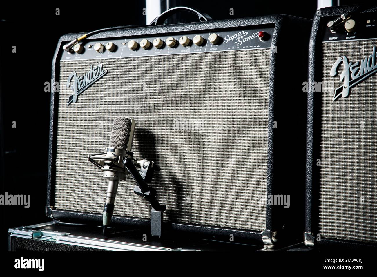 Fender Super Sonic bass guitar amplifiers used by Mike Kerr of Royal ...