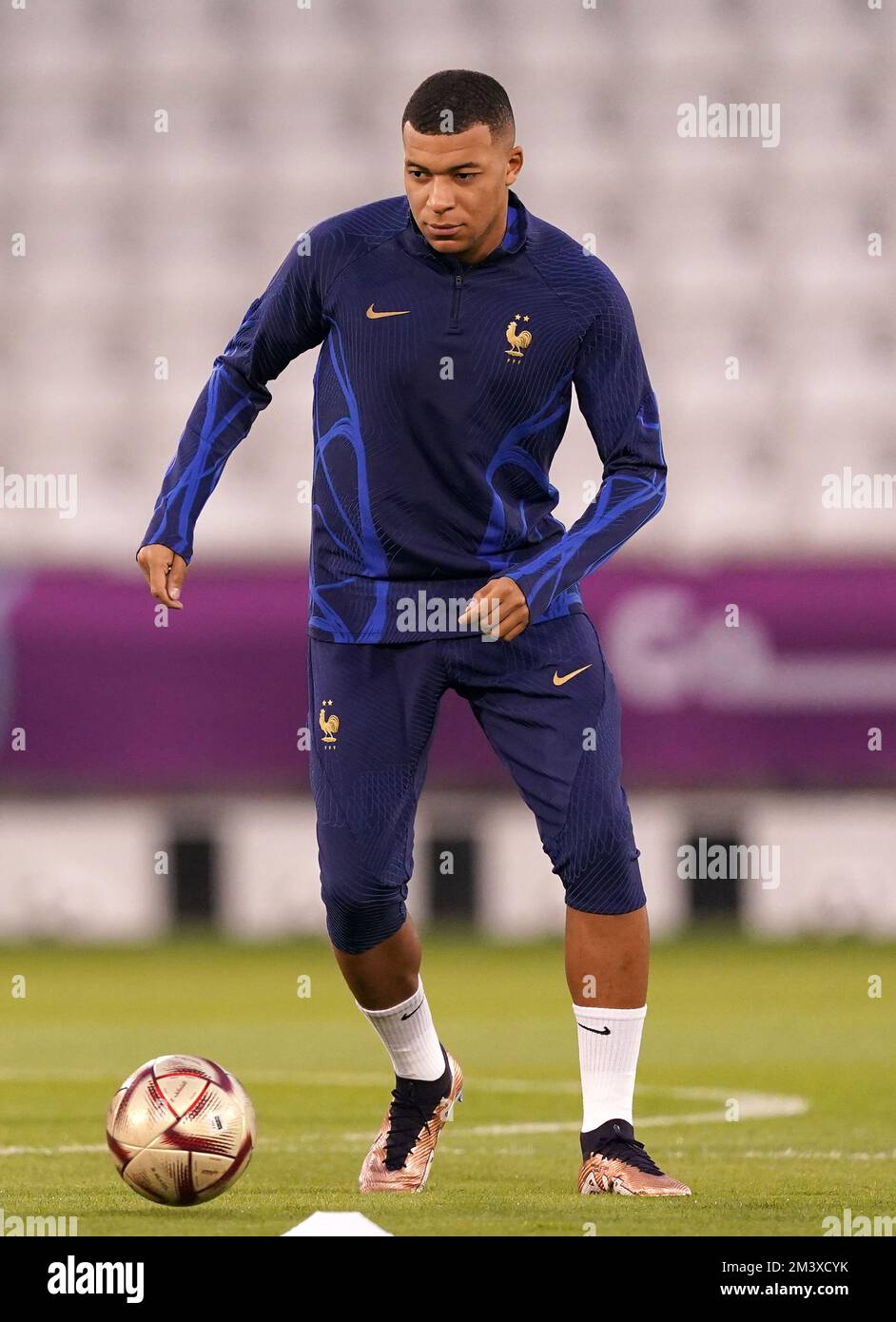 France's Kylian Mbappe during a training session at Al Sadd SC Stadium ...