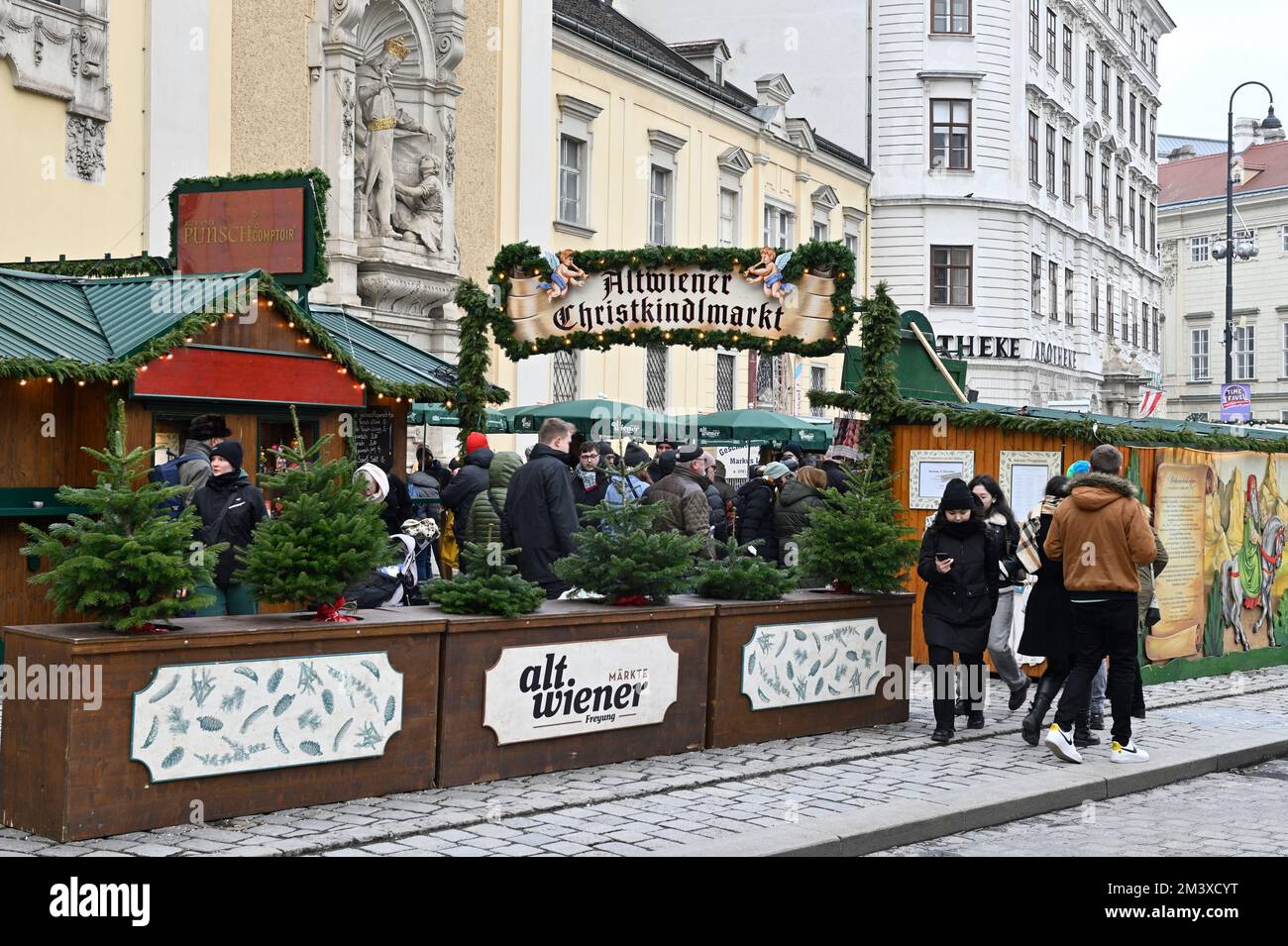 Vienna, Austria. December 17, 2022. Old Viennese Christmas market on ... Vienna, Austria. December 17, 2022. Old Viennese Christmas market on ...