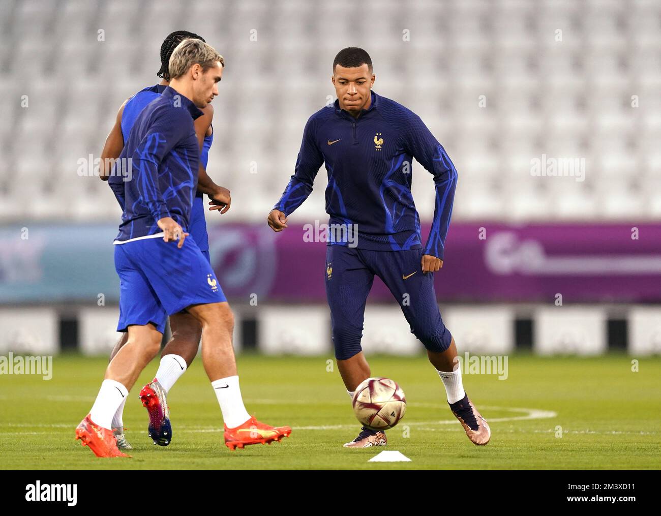 France's Kylian Mbappe during a training session at Al Sadd SC Stadium ...