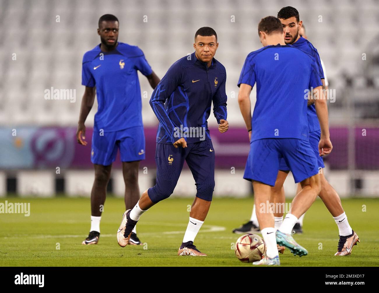France's Kylian Mbappe during a training session at Al Sadd SC Stadium ...