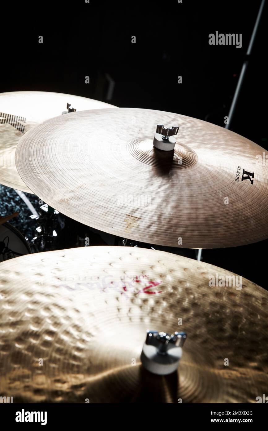 Drum kit used by Ben Thatcher of Royal Blood on stage before a live ...