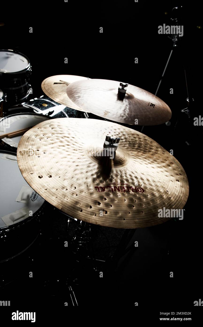 Drum kit used by Ben Thatcher of Royal Blood on stage before a live ...