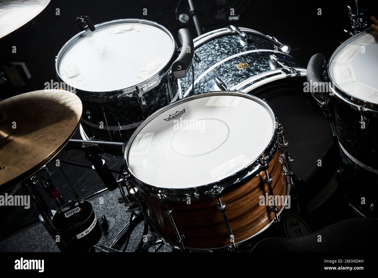 Drum kit used by Ben Thatcher of Royal Blood on stage before a live ...