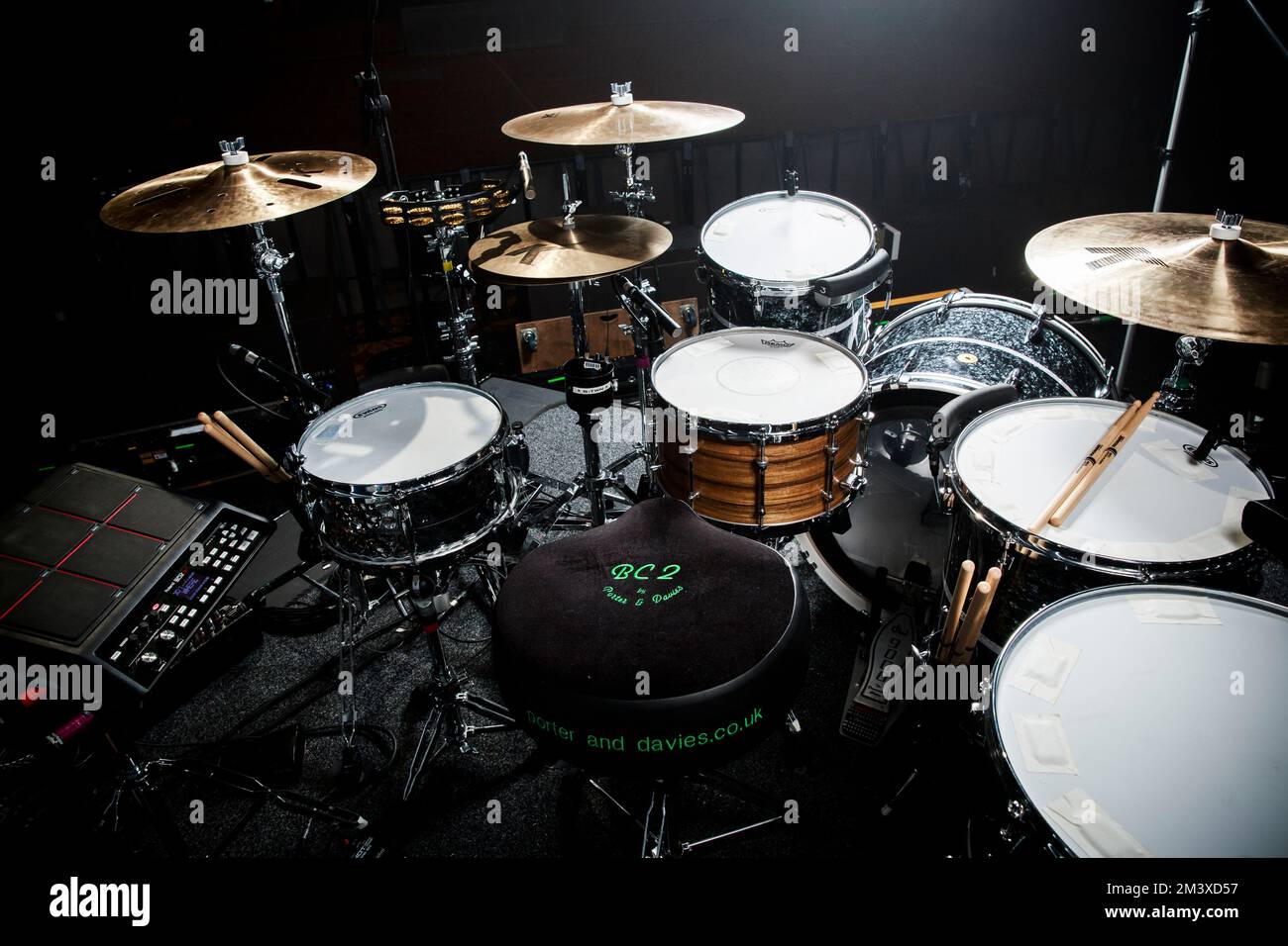 Drum kit used by Ben Thatcher of Royal Blood on stage before a live ...