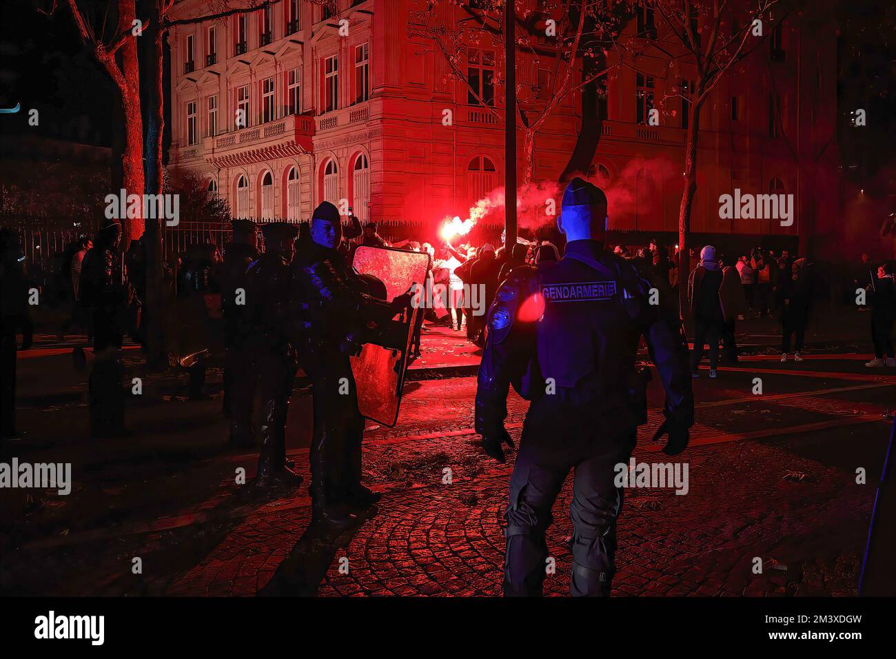 French gendarmerie riot police keep order on the streets of central ...