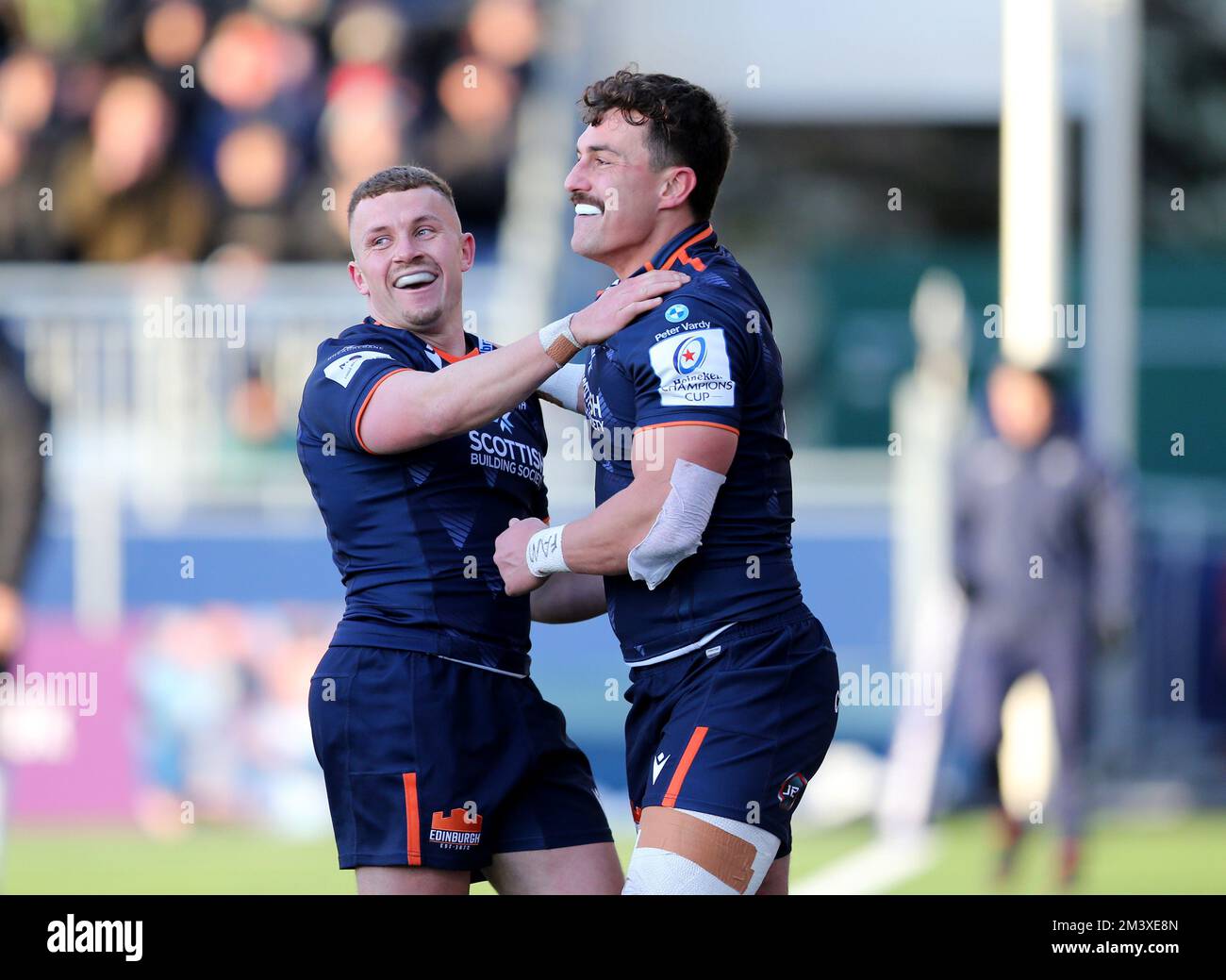Edinburgh's Ben Vellacott (left) celebrates with Damien Hoyland after ...