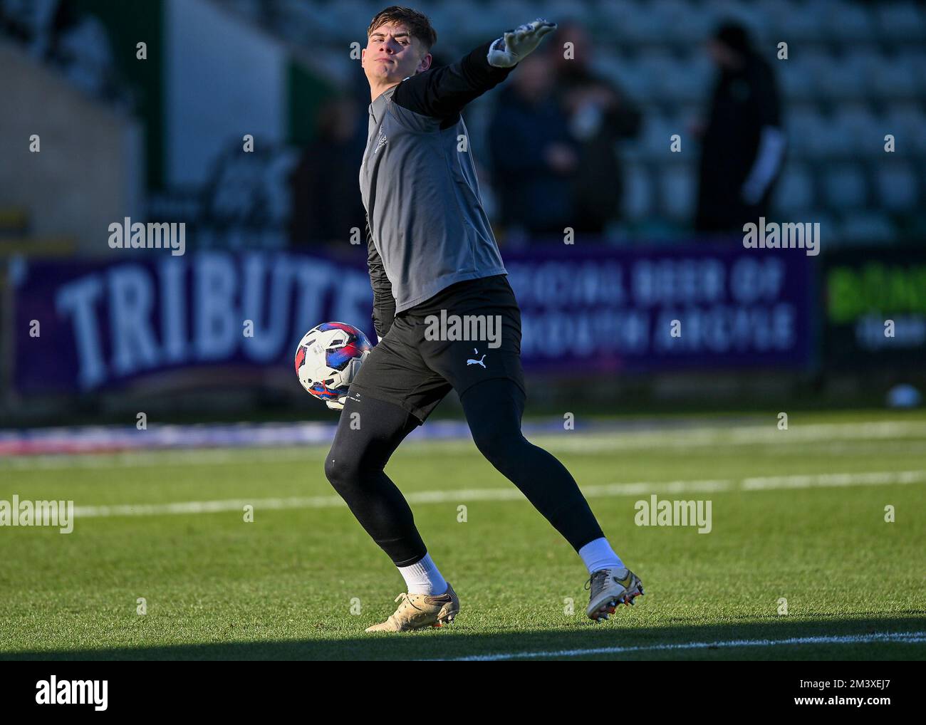 Plymouth Argyle goalkeeper Michael Cooper (1) warming up during the Sky ...