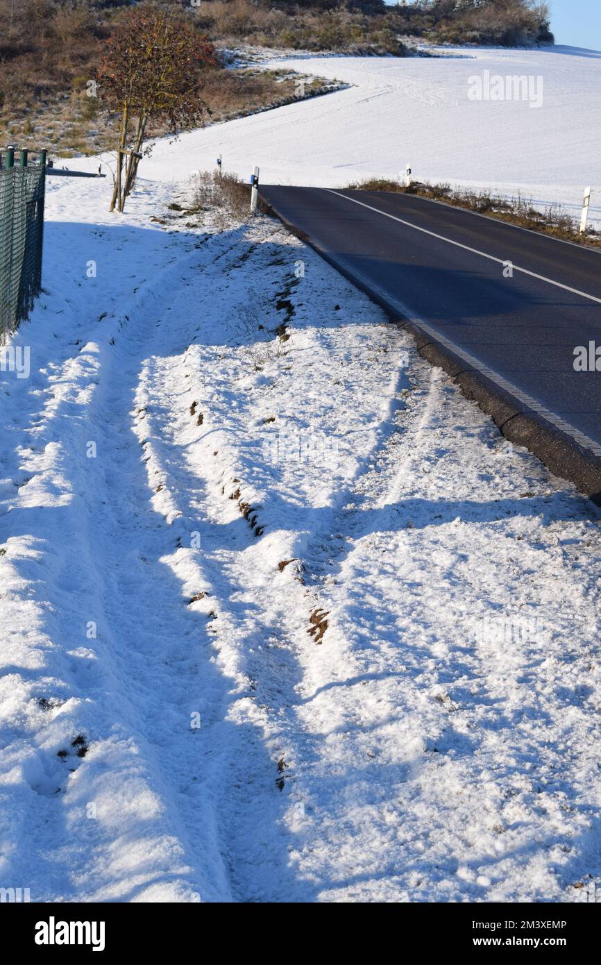 tire tracks of sliding off the road Stock Photo - Alamy